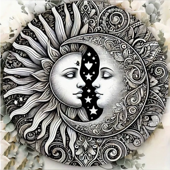 Wall Decor | Sun And Moon Wall Art Vintage Inspired 2d Flat Metal Wall ...